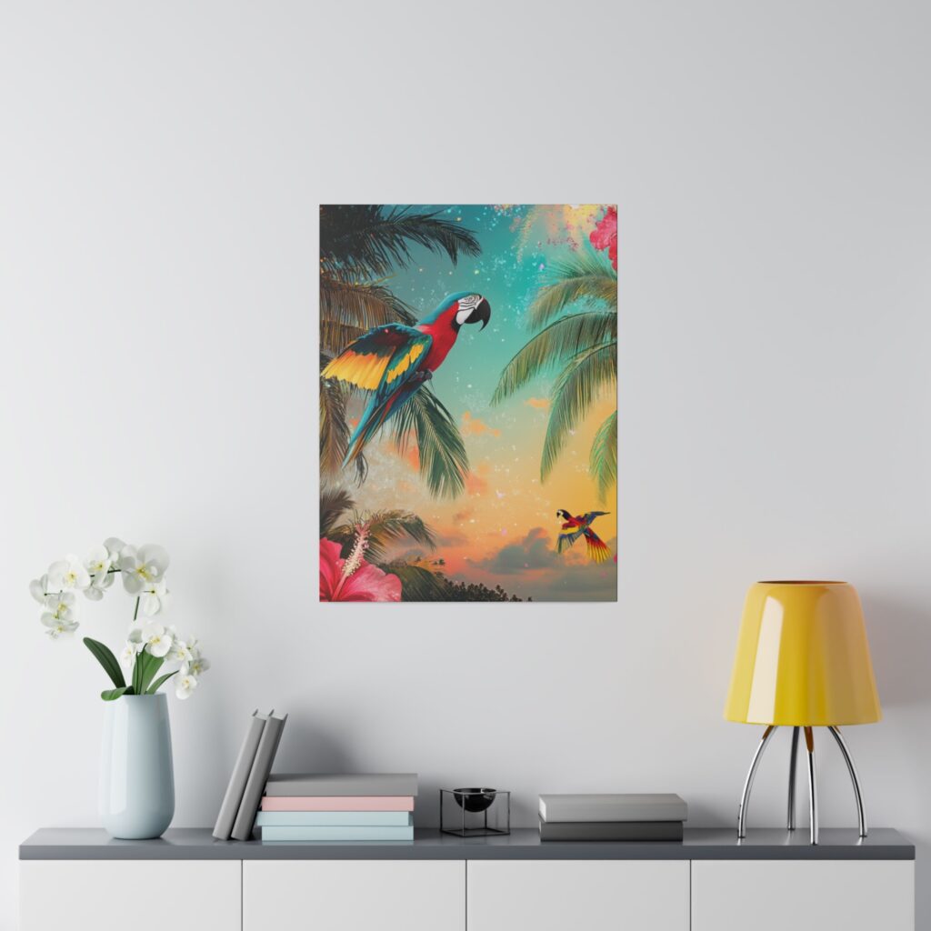 Exotic Tropical Wall Art – Vibrant Jungle, Parrots & Beach Decor